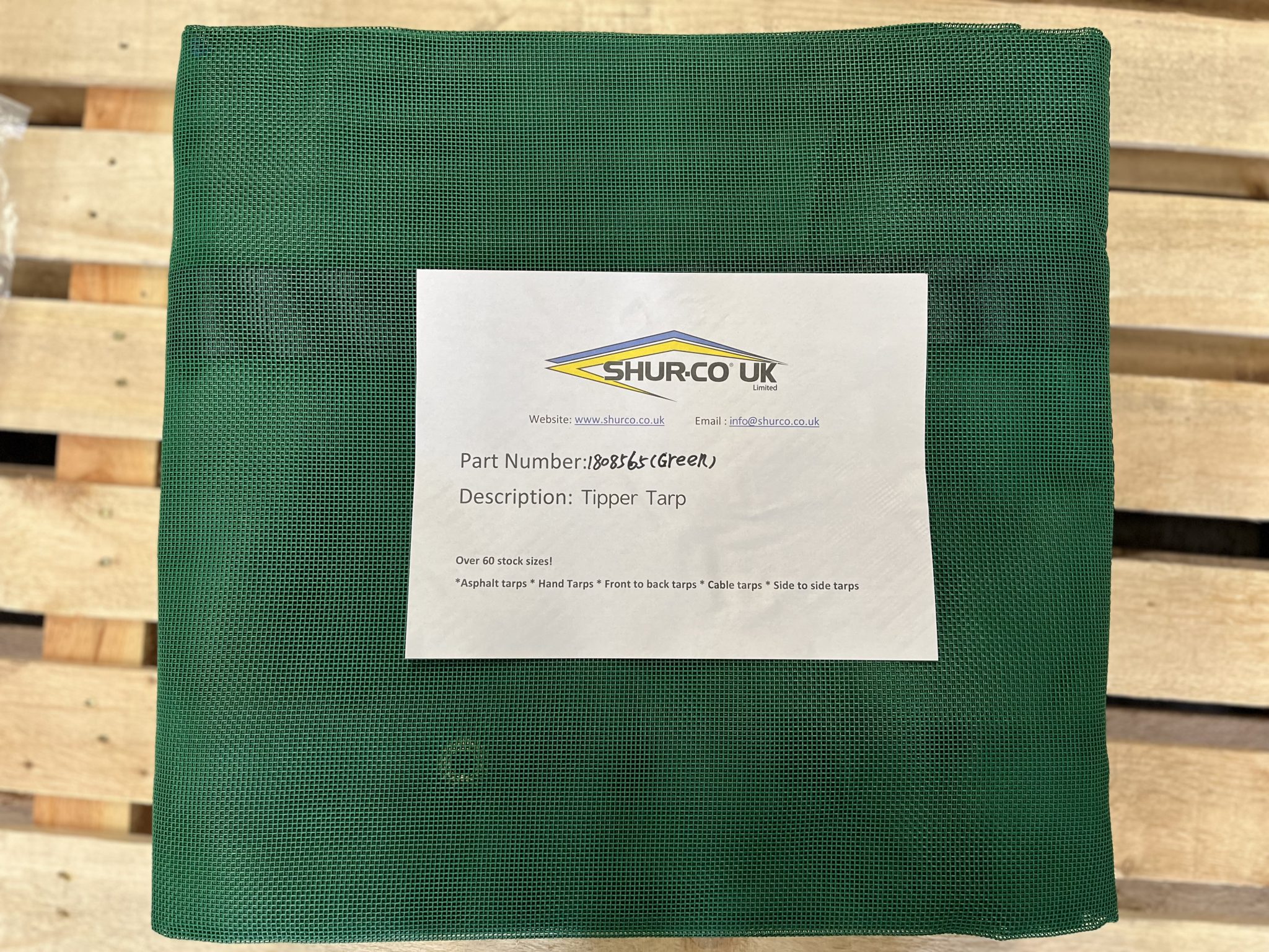 Trailer Bullet Replacement Green Heavy Duty Mesh Tarp - Shurco UK